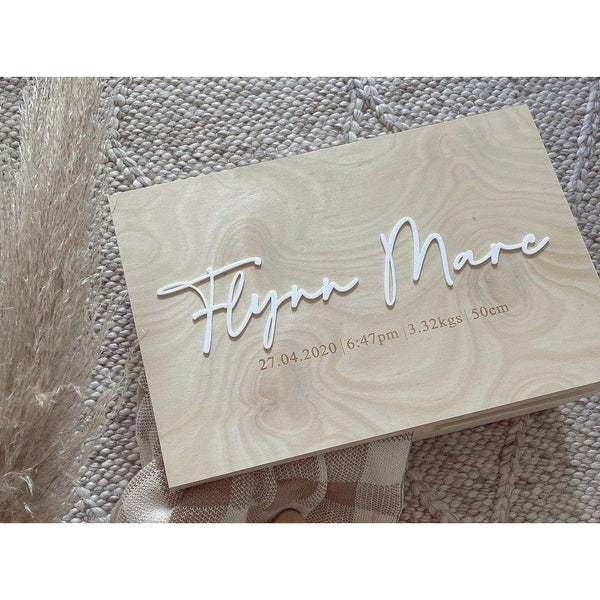 Acrylic Lettering Large Keepsake Memory Box With Hinge Lid - JiMi Keepsakes